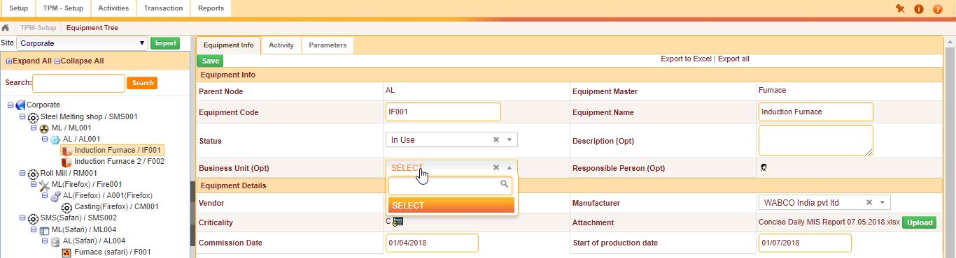 Bug 6695 Equipmentchrome Business Unit Data Not Listing In Equipment Info Screen Sp810 3332
